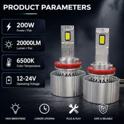 China 200W 100W/PAIR 20000LM New LED Headlight Bulb H11 6500K Car Headlamp 12-24V Aluminum+Brass Universal OEM/ODM 24-Month Warranty for sale