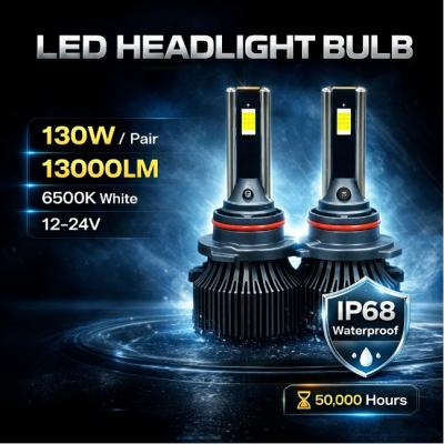 China New 130W 13000LM 9005 Car LED Headlight Bulbs 6500K Long Lifespan Cooling Fan 12V/24V Universal Fitment OEM/ODM for sale