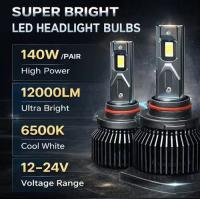 China New 140W 12000LM 6500K IP68 Waterproof 12V/24V Cooling Fan Car LED Headlight Bulbs for 9005 2-Year Warranty Universal Fitment for sale