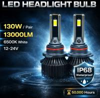 China New 130W 13000LM 9005 LED Headlight Bulbs 6500K Auto Headlamp Long Lifespan Advanced Cooling System 12-24V Universal Fitment for sale