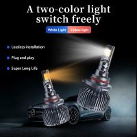 China New High Power 100W Auto Car Headlamp 9005 Double Color LED Headlight Bulb 7000LM Universal Fitment Aluminum+Brass YOUCHESHI 24V for sale