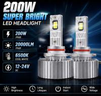 China YOUCHESHI 200W 20000LM New LED Headlight Bulb 9005 6500K Cool White Light Car Headlamp 12-24V Aluminum+Brass Universal OEM/ODM for sale