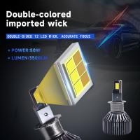 China New YOUCHESHI Auto Lighting 7000LM IP68 Waterproof 100W H3 Double Color LED Headlight Bulb Aluminum+Brass 24V Universal Fitment for sale