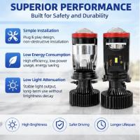 China 130W Ultra-High Power Mini Lens LED Headlight with 6500K Pure Cool White Light and Copper Substrate Turbo Cooling for sale