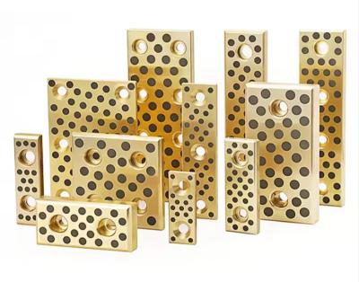 China Solid Inlaid Graphite Bronze Bolt Hole Type Sliding Bearing Self Lubricating Slider Brass Oiless Wear Plate for sale