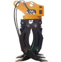 China Double Cylinder 360 Rotary Hydraulic Grapple Telescopic Arm Clamp Wood Grab Bucket For Excavator for sale