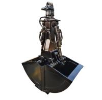 China New Excavator Hydraulic Rotary Clamshell Bucket Grab Bucket Two Shells Horizontal Cylinders for sale