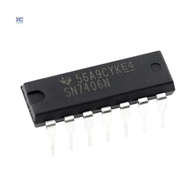 China SN7406NSR DIP-14 Hexagonal inverter with high voltage output of line driver buffer chip IC for sale
