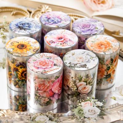 China 2M Roll Flower Series PET Adhesive Tape Decorative Circular Sticker 8 Styles Double Sided 1mm for sale