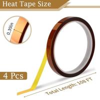China 4 Rolls High Temperature Heat Resistant Adhesive Tape 10mm x 33m Silicone for Sublimation Heat Press for sale