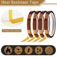 China 4 Rolls High Temperature Heat Resistant Adhesive Tape 10mm x 33m Silicone for Sublimation Heat Press for sale