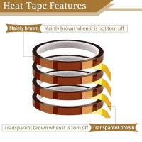 China 4 Rolls High Temperature Heat Resistant Adhesive Tape 10mm x 33m Silicone for Sublimation Heat Press for sale
