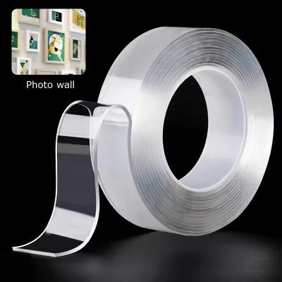 China Transparent Double Sided Adhesive Tape 1mm Thick Strong Sticky Nano Grip Die Cut Masking Sticker Washable Reusable for sale