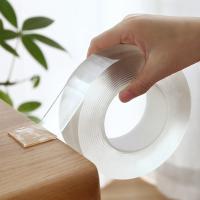 China Transparent Double Sided Adhesive Tape 1mm Thick Strong Sticky Nano Grip Die Cut Masking Sticker Washable Reusable for sale