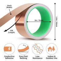 China Double Sided Copper Foil Tape 0.1mm EMI Shielding Conductive Adhesive for Guitar Electrical Repairs for sale