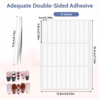China 12 Sheets Double Sided Acrylic Nail Tape Clear Mounting Tape for Press on Nails Nail Art Packaging with Tweezers for sale