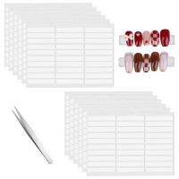 China 12 Sheets Double Sided Acrylic Nail Tape Clear Mounting Tape for Press on Nails Nail Art Packaging with Tweezers for sale