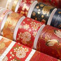 China Custom Water Activated Washi Tape Stickers 10mm Width 5m Length Acrylic Adhesive Flower Design for sale