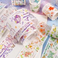 China Custom Water Activated Washi Tape Stickers 10mm Width 5m Length Acrylic Adhesive Flower Design for sale