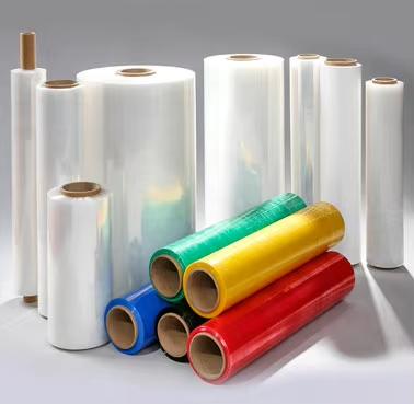 China Custom Printed Food Grade LLDPE Stretch Film 50mm x 50mm Moisture Proof Hand Roll for Export Packaging for sale