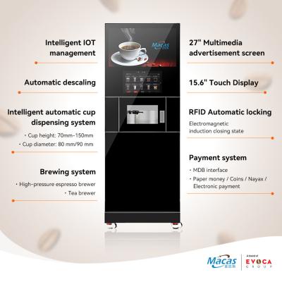 China MACAS Commercial Floor Standing Coffee Machine with 27in Screen and WiFi for sale