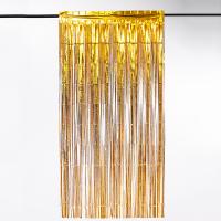 China Vibrant Tassel Gold Tinsel Backdrop For Festive Party Atmosphere Plastic Fringe Backdrop Decoration for sale