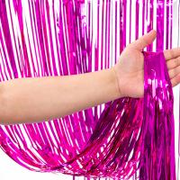 China Tassel Pink Foil Backdrop Curtain For Birthday Event Party City Tinsel Curtain Colorful for sale