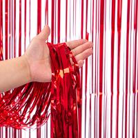 China Plastic Colorful Tassel Red Foil Backdrop Adds Fun To Celebrations Birthday Curtain Foil for sale
