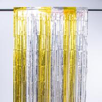 China Tassel Rain Curtain Gold Foil Fringe Curtain For Vibrant Birthday Party Decor for sale