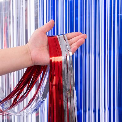 China Vibrant Plastic Fringe Birthday Party Foil Curtain Decoration In Assorted Color Shades for sale