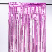 China Waterproof PET Wall Mounted Laser Foil Curtain Festival Decoration Purple Fringe Curtain for sale