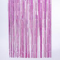 China Waterproof PET Wall Mounted Laser Foil Curtain Festival Decoration Purple Fringe Curtain for sale