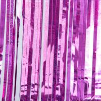 China Wall Mounted Glitter Laser Rain Curtain PET Purple Foil Curtain Holiday Decor With Exquisite Designs for sale