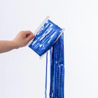 China PET Laser Tinsel Foil Fringe Curtain Background Holiday Decorations Foil Fringe Doorway Curtain for sale