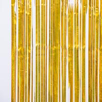 China Waterproof Laser Christmas Fringe Backdrop Birthday Party Decor Gold Foil Fringe Backdrop for sale