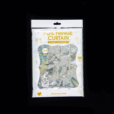China Elegant Grid Party Dressing Square Foil Fringe Curtain Living Room Waterproof Silk Decoration for sale