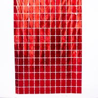 China Waterproof Living Room Grid Square Foil Curtain Backdrop Silk Curtain For Party Decoration for sale