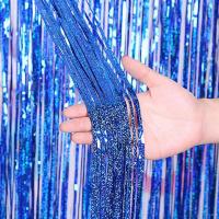 China Laser Foil Fringe Curtain PET Multi Color Rain Wall Curtain For Festival Decoration for sale