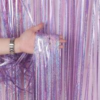 China Multi Color Glitter laser foil curtain Wall Mounted Festival Decoration Featuring PET for sale