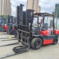 China Second Hand 5.5 Tons Four Wheel Diesel Stone Forklift Lifting Height 3000mm for sale