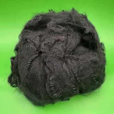 China 6D 90mm Virgin Polypropylene (PP) Staple Fiber Solid Black for Nonwoven & Geotextile, Custom Cut Length Available for sale