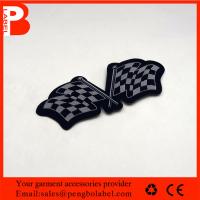 China Fashion woven edge black 50D polyester taffeta cap hat woven label for sale