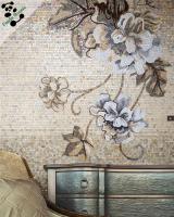 China Handmade Glass Mosaic Flower Wall Mural Tile Peony Pattern Custom Size for Living Room Bathroom for sale