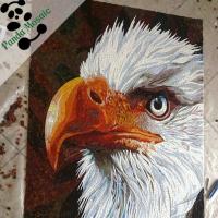 China Handmade Glass Mosaic Eagle Wall Art Mural Custom Size Living Room Decorative Tile for sale