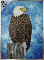 China Handmade Glass Mosaic Eagle Wall Art Mural Custom Size Living Room Decorative Tile for sale