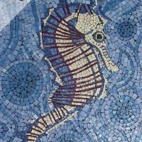 China Handmade Glass Mosaic Dolphin Mural Decorative Wall Tile 4mm 6mm 8mm Custom Size for sale