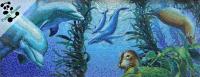 China Handmade Glass Mosaic Dolphin Mural Decorative Wall Tile 4mm 6mm 8mm Custom Size for sale
