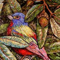 China Handmade Glass Mosaic Bird Wall Tile Chinese Animal Design Art Mural Custom Size for sale