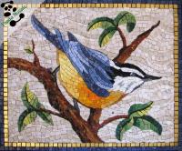 China Handmade Glass Mosaic Bird Wall Tile Chinese Animal Design Art Mural Custom Size for sale