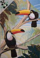 China Handmade Glass Mosaic Bird Wall Tile Chinese Animal Design Art Mural Custom Size for sale